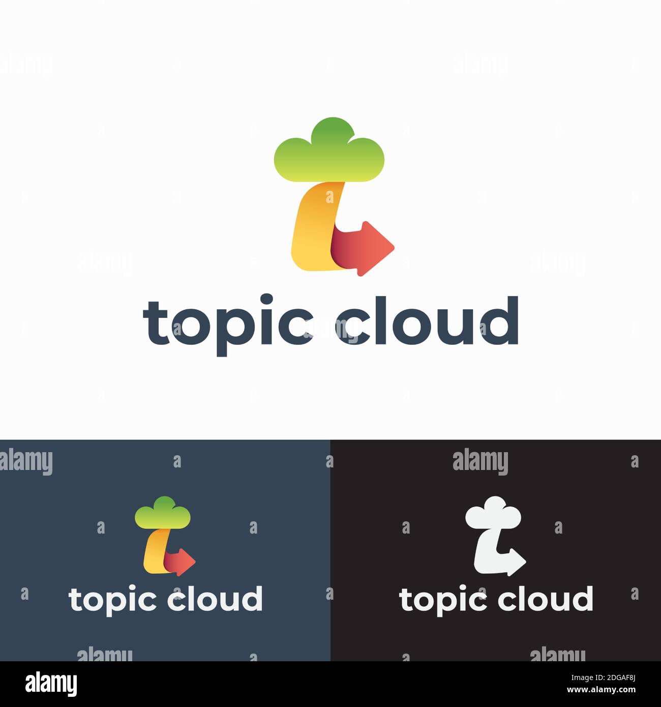 Topic Cloud Abstract Sign, Symbol or Logo Template. Letter T with Arrow ...