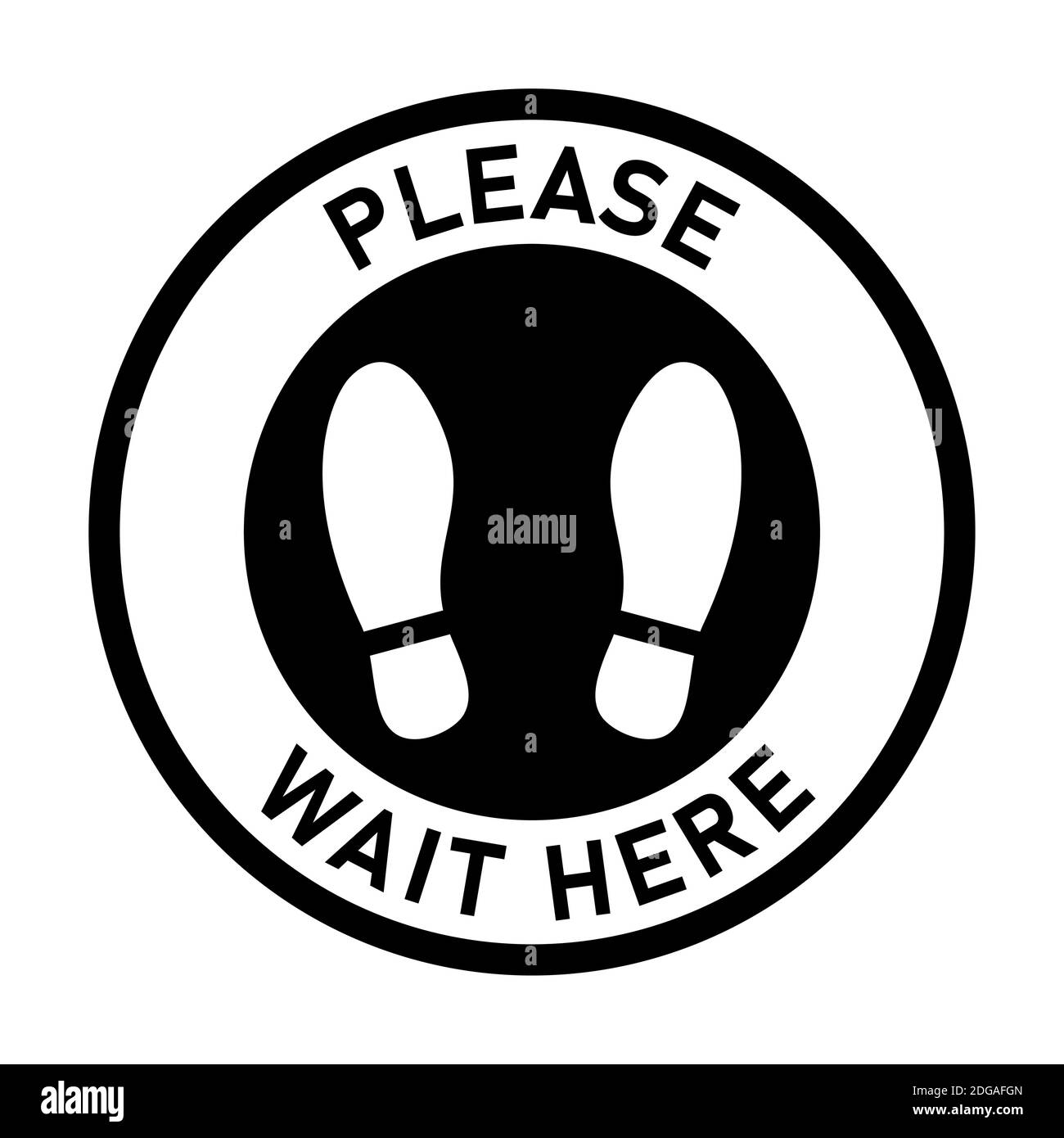Please Wait Here Round Circular Floor Marking Sticker Icon with Text ...