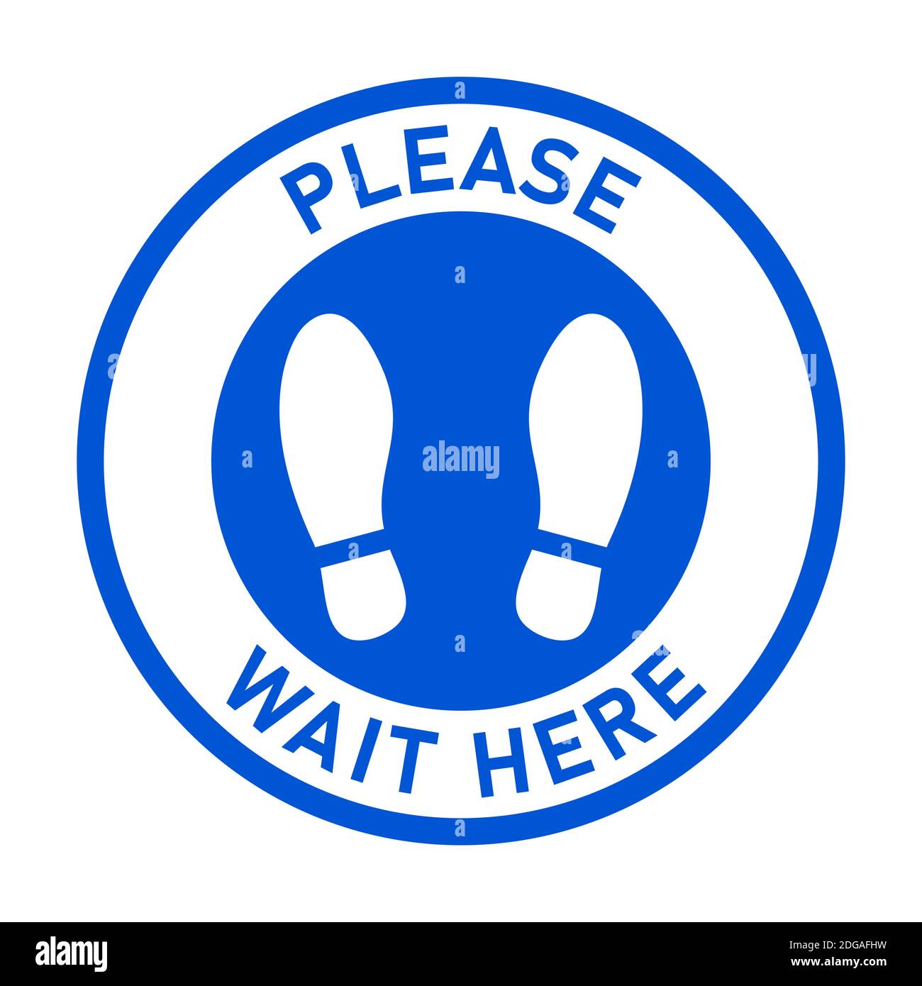 Please Wait Here Round Circular Floor Marking Sticker Icon with Text ...