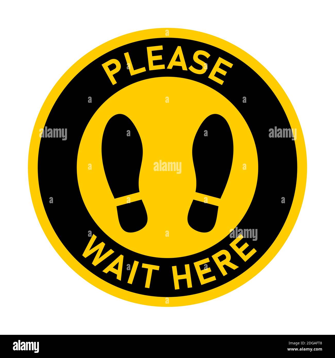 Please Wait Here Round Circular Floor Marking Sticker Icon with Text ...