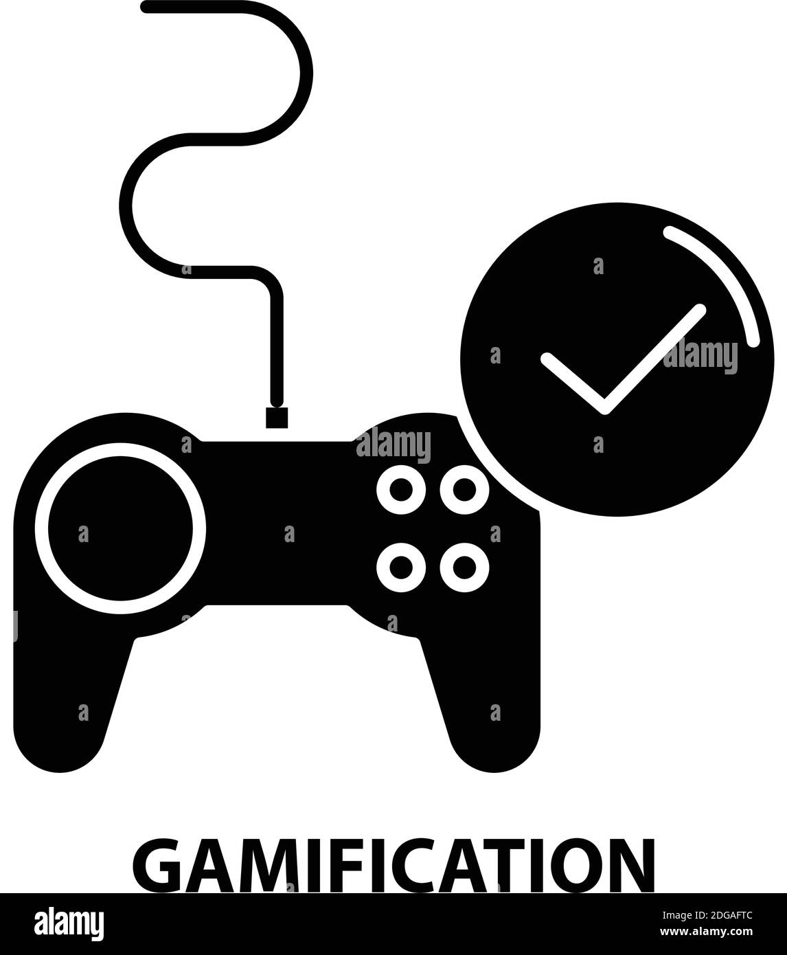 gamification icon, black vector sign with editable strokes, concept ...