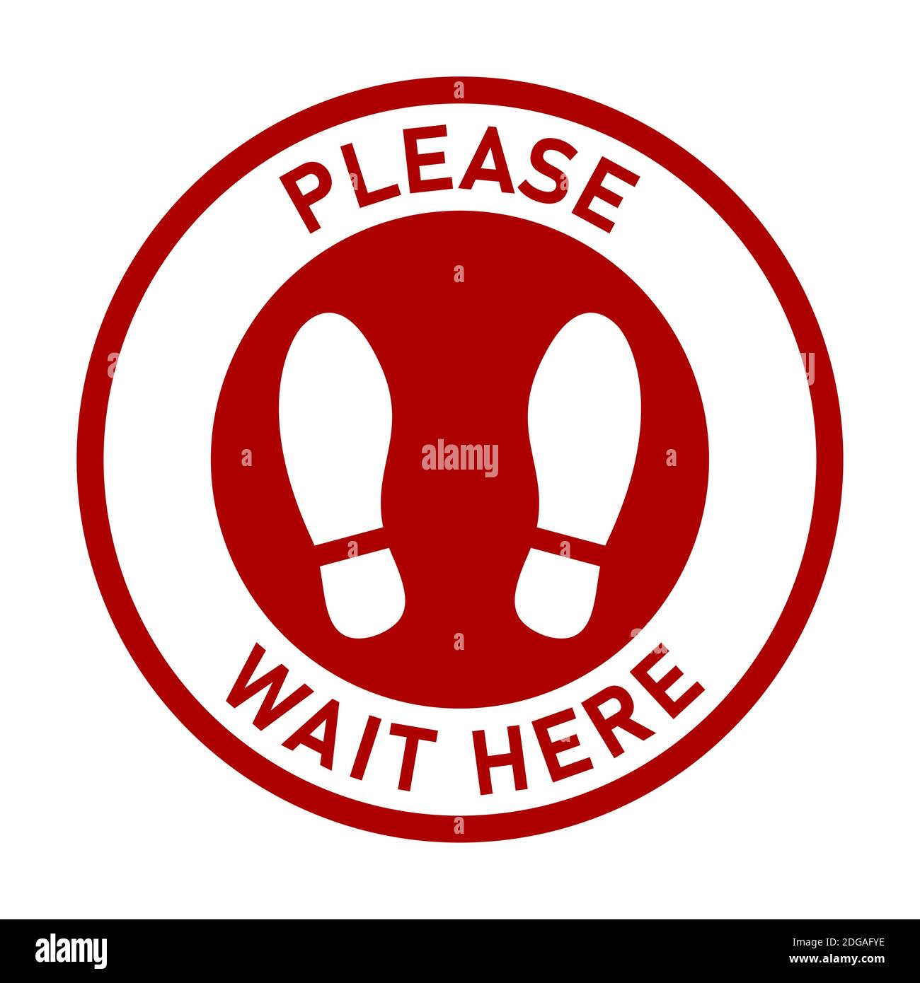 Please Wait Here Round Circular Floor Marking Sticker Icon with Text ...