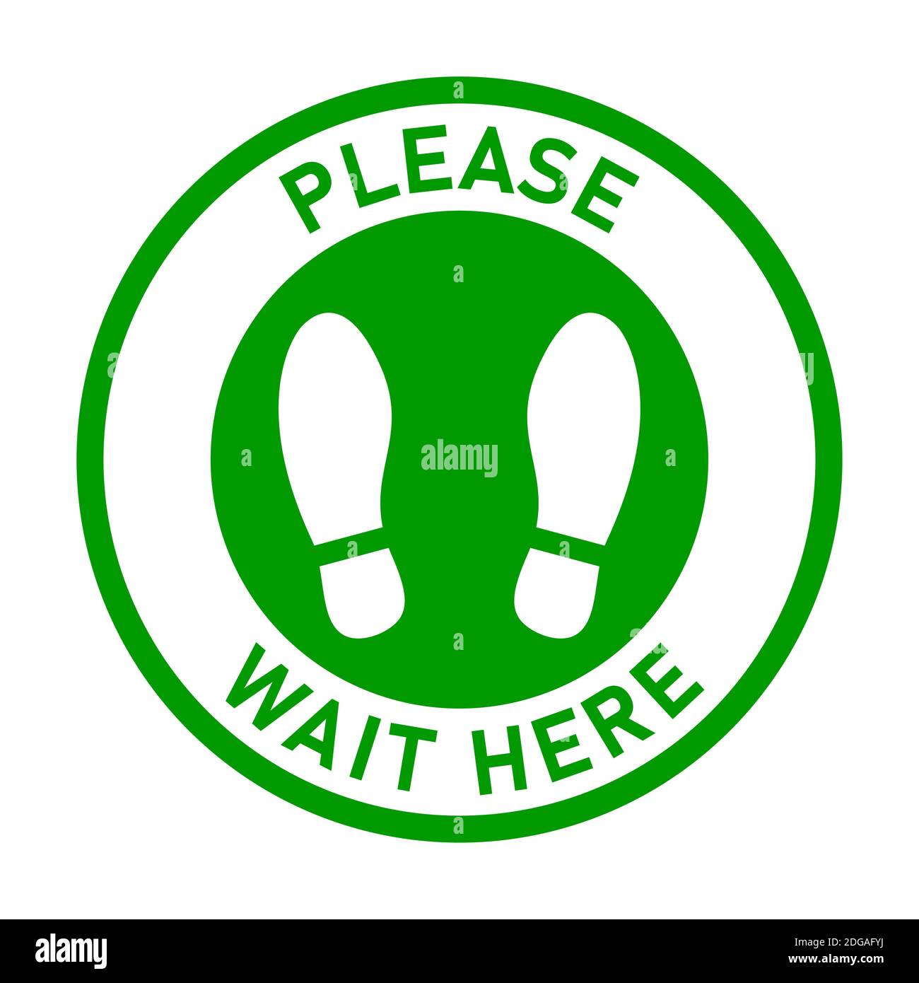 Please Wait Here Round Circular Floor Marking Sticker Icon with Text ...