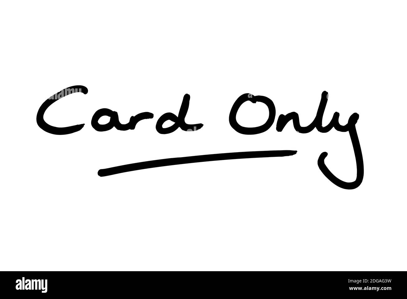 Card Only handwritten on a white background Stock Photo - Alamy