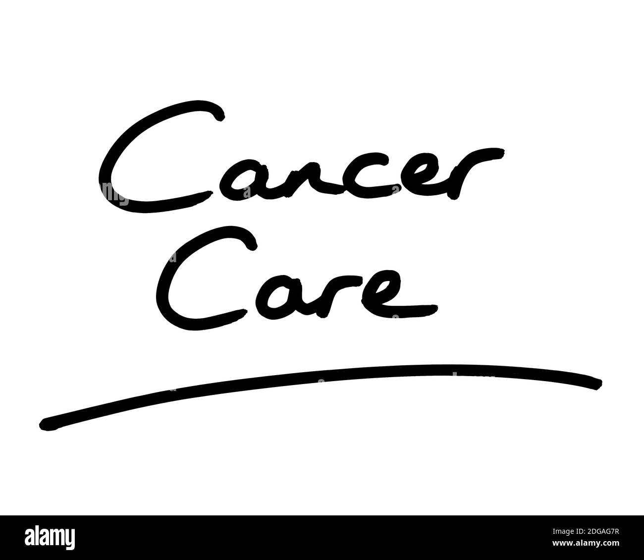 Cancer Care handwritten on a white background Stock Photo - Alamy