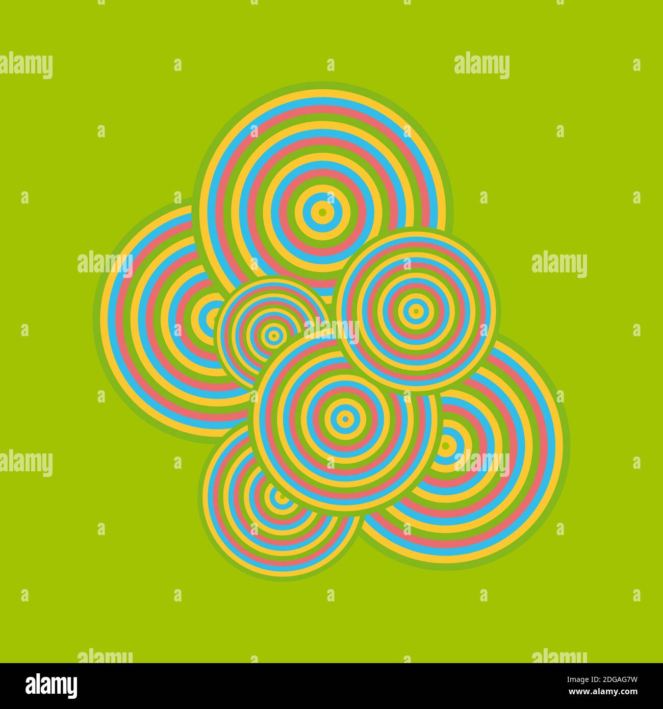 Beautiful green childlike background with rainbow circles. Vector ...
