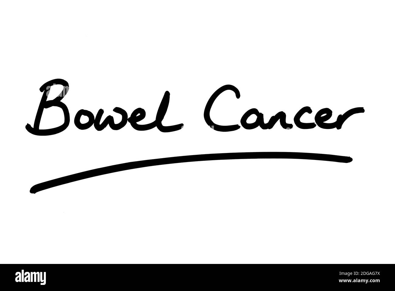 Bowel Cancer handwritten on a white background Stock Photo - Alamy