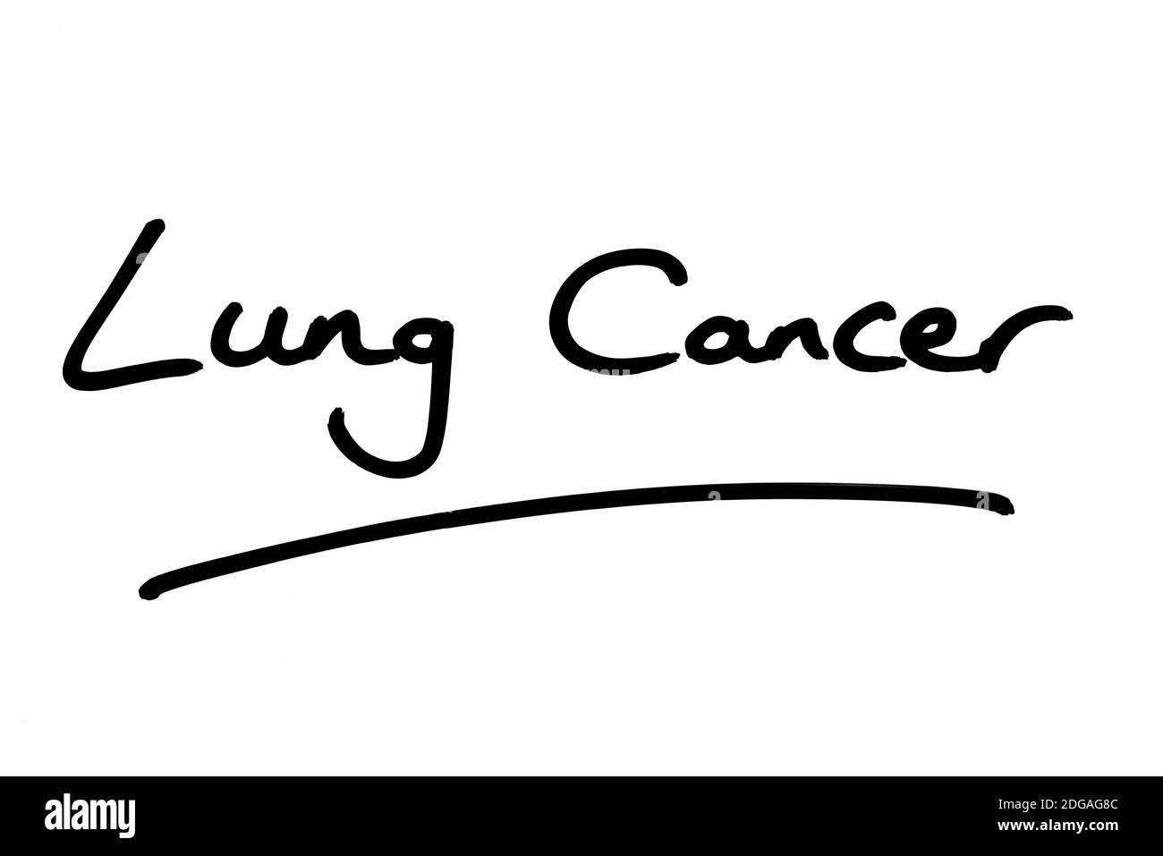Lung Cancer handwritten on a white background Stock Photo - Alamy