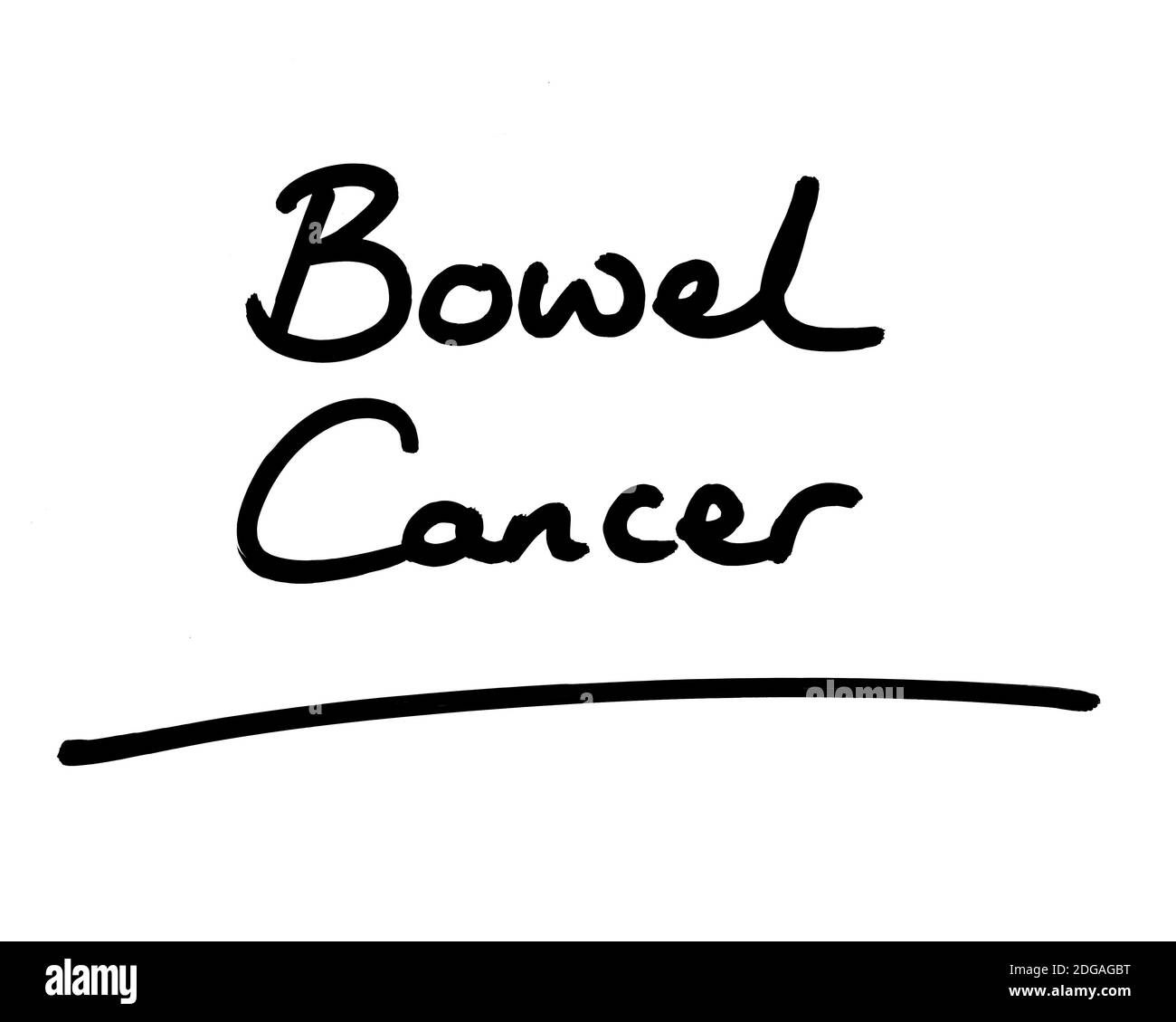 Bowel Cancer handwritten on a white background Stock Photo - Alamy