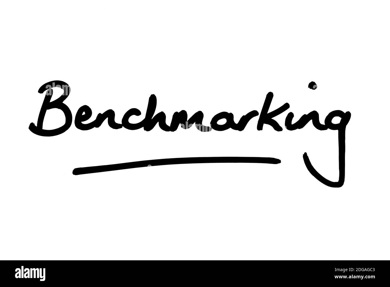 The word Benchmarking handwritten on a white background Stock Photo - Alamy