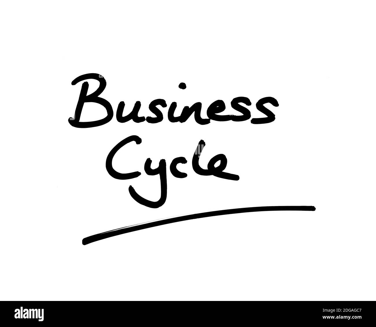 Business Cycle handwritten on a white background Stock Photo - Alamy