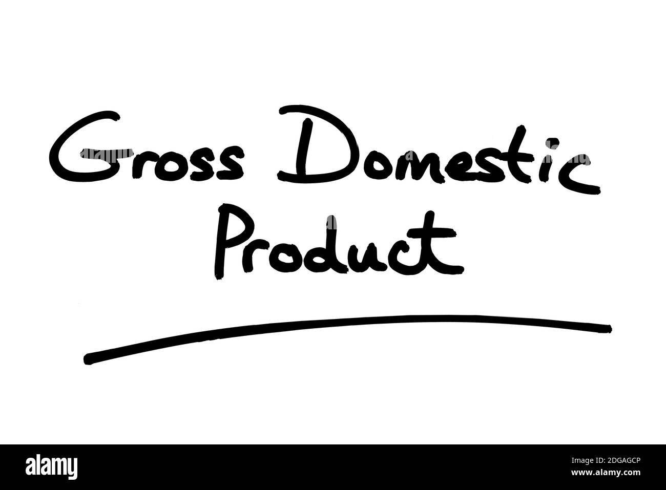 Gross Domestic Product, handwritten on a white background Stock Photo ...