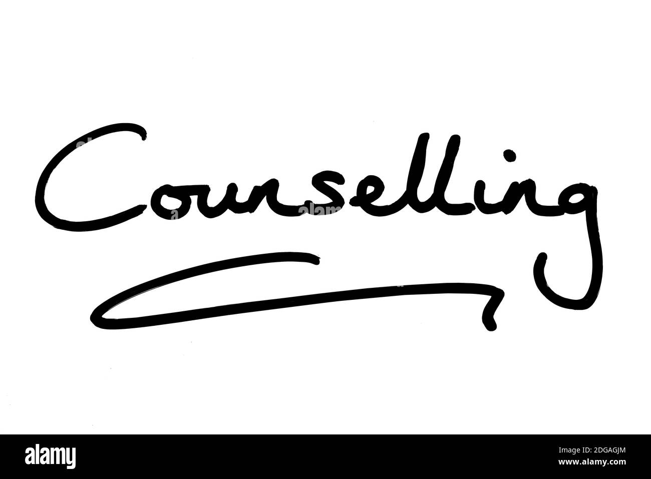 The word Counselling handwritten on a white background Stock Photo - Alamy
