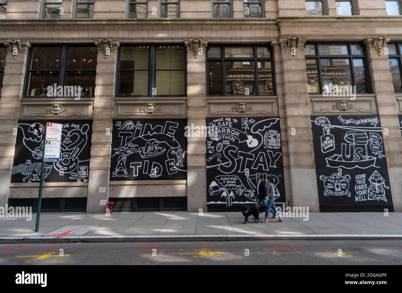 Artists paint murals to protest George Floyd's murder at SOHO NYC Stock ...