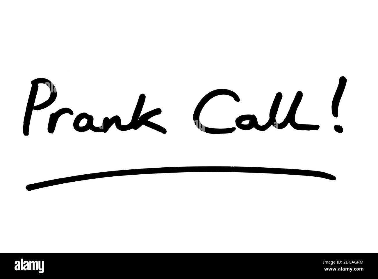 Prank Call! handwritten on a white background Stock Photo - Alamy