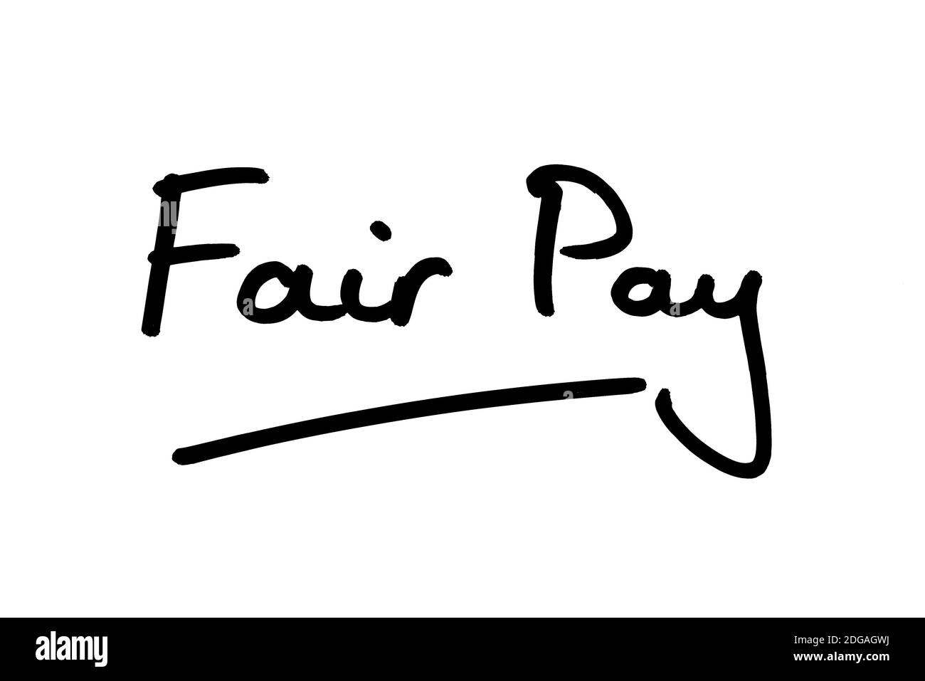 Fair Pay handwritten on a white background Stock Photo - Alamy