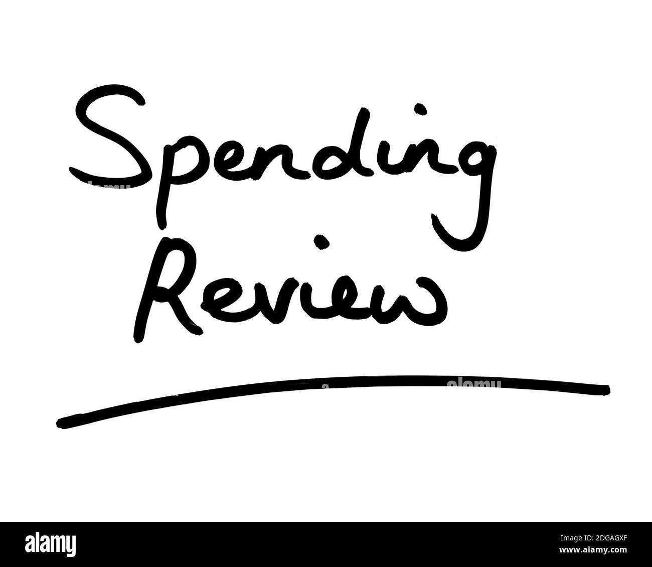 Spending Review handwritten on a white background Stock Photo - Alamy