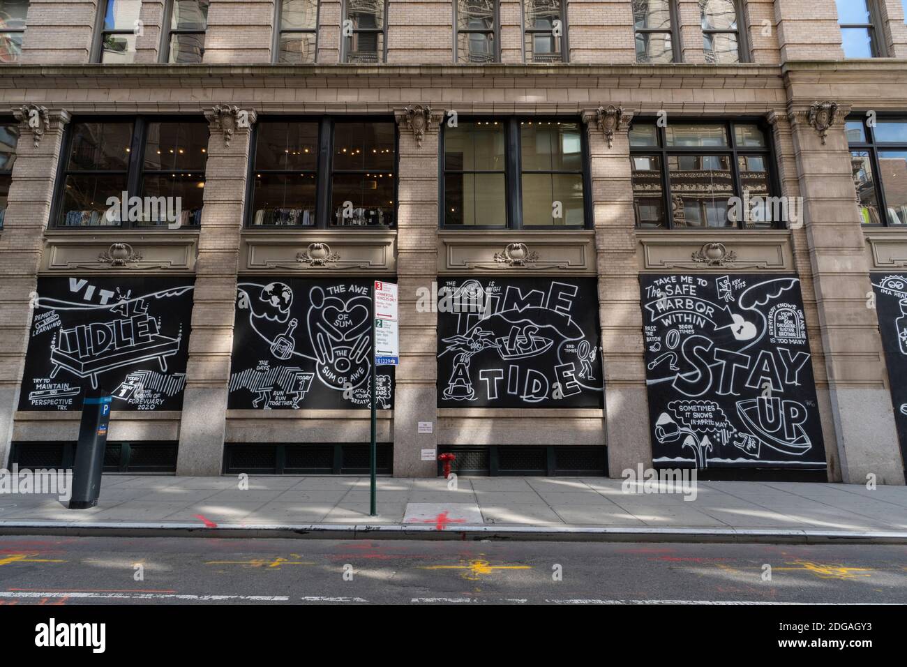Artists paint murals to protest George Floyd's murder at SOHO NYC Stock ...