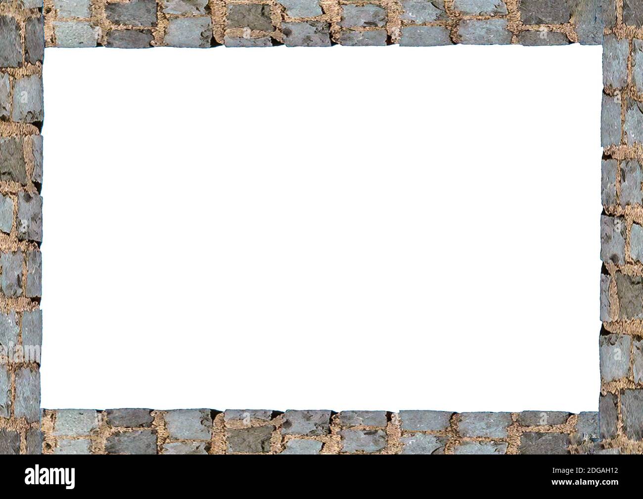 White Landscape Frame With Stone Wall Edgeds Stock Photo - Alamy