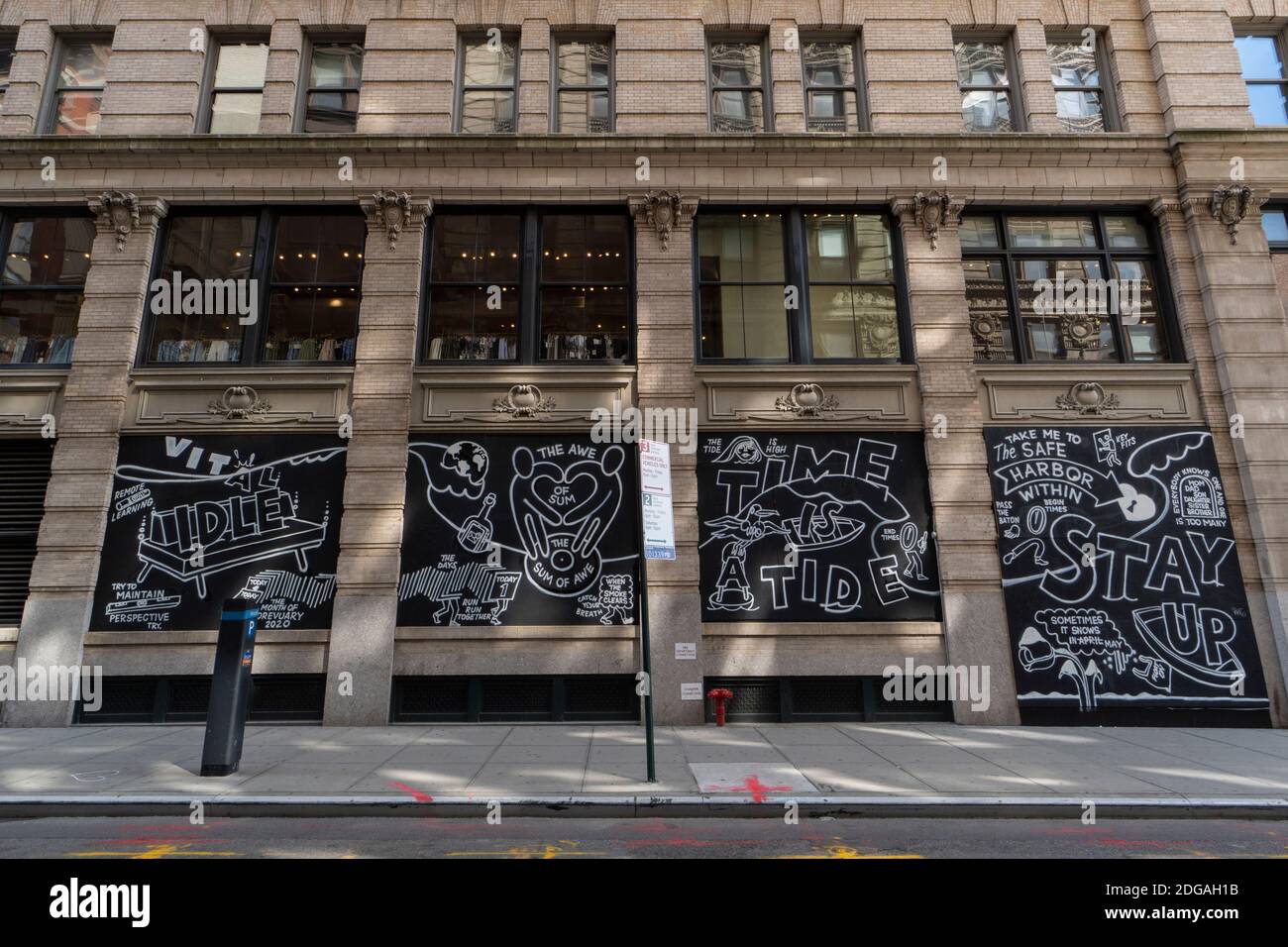 Artists paint murals to protest George Floyd's murder at SOHO NYC Stock ...