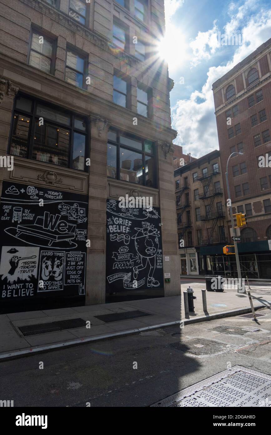 Artists paint murals to protest George Floyd's murder at SOHO NYC Stock ...