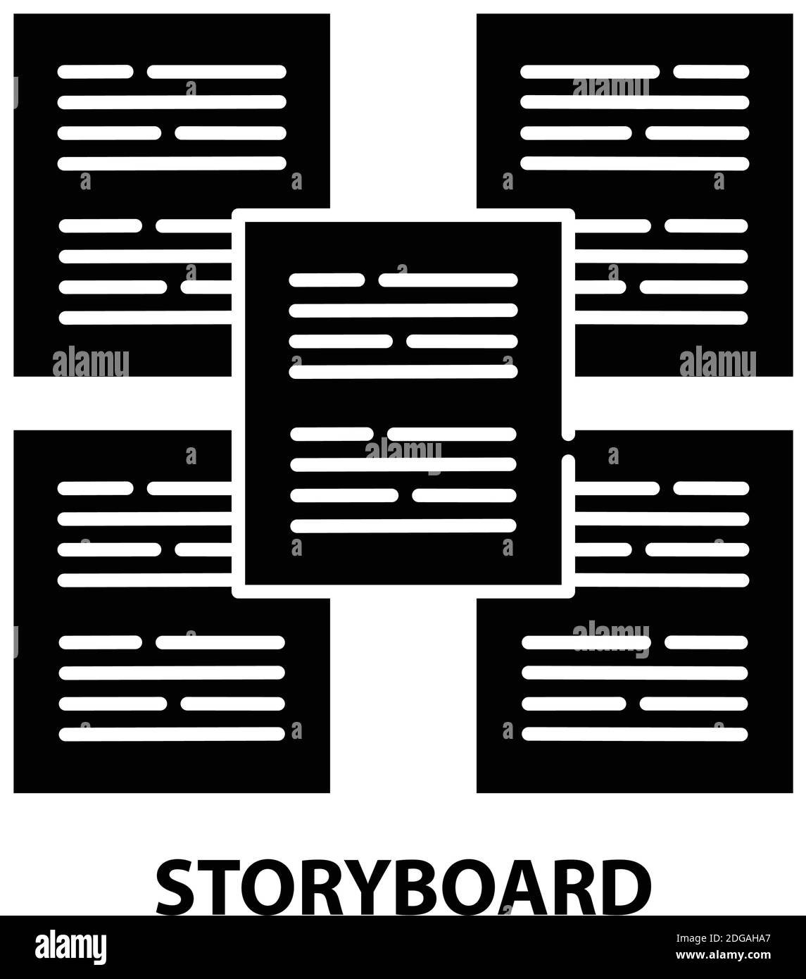 storyboard icon, black vector sign with editable strokes, concept ...