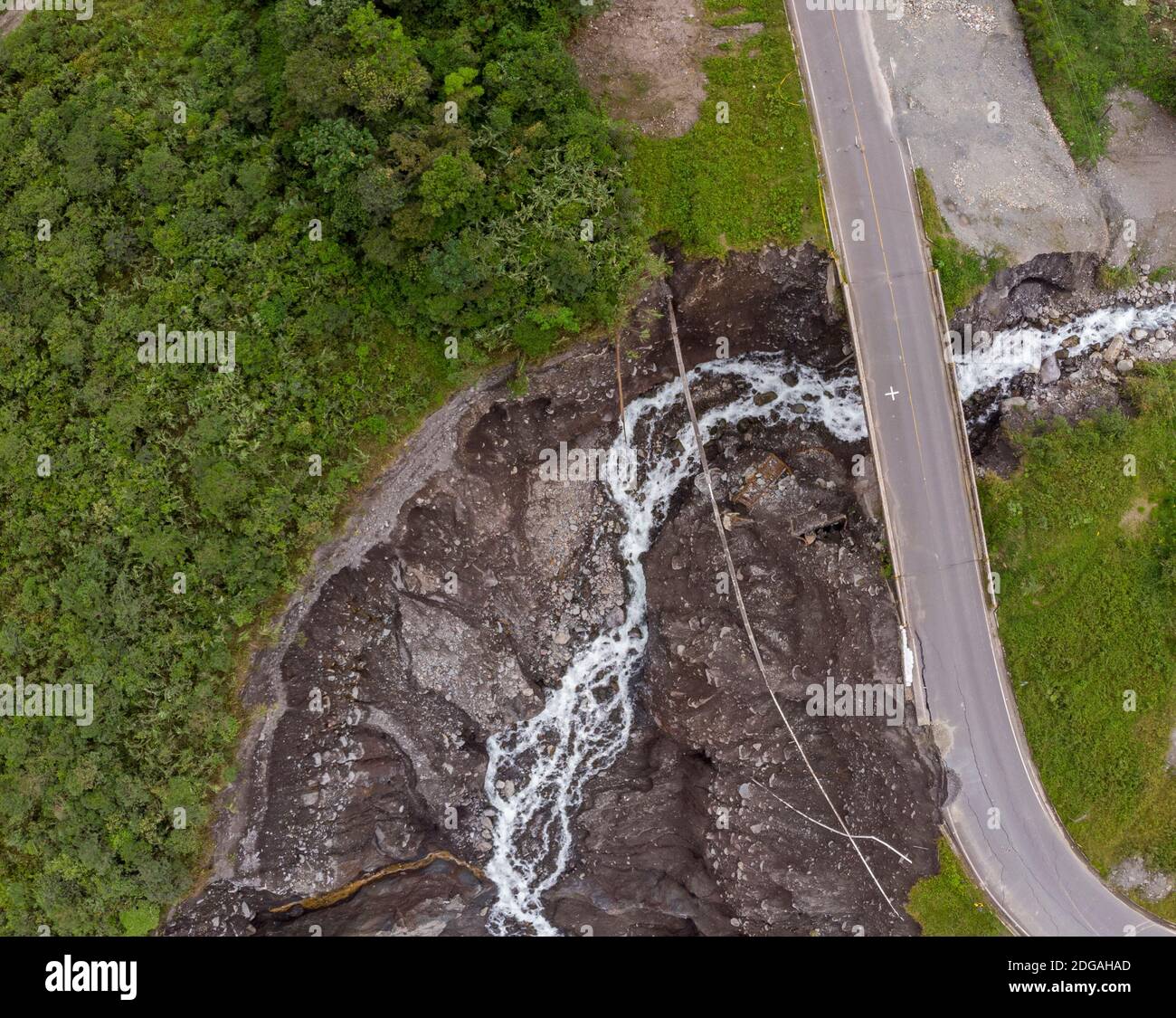 Rapidly eroding gorge of Rio Coca in Amazonian Ecuador. The erosion ...