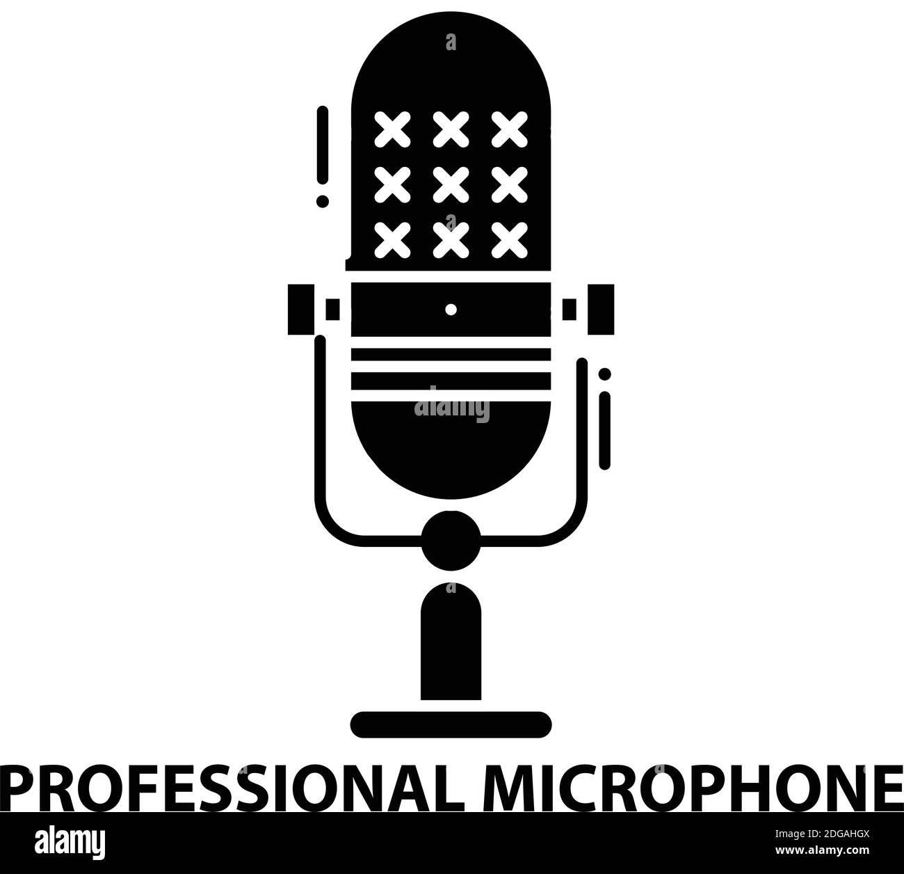 professional microphone icon, black vector sign with editable strokes ...