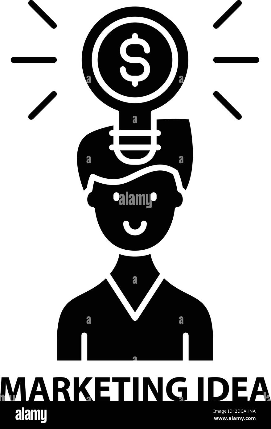 marketing idea symbol icon, black vector sign with editable strokes ...
