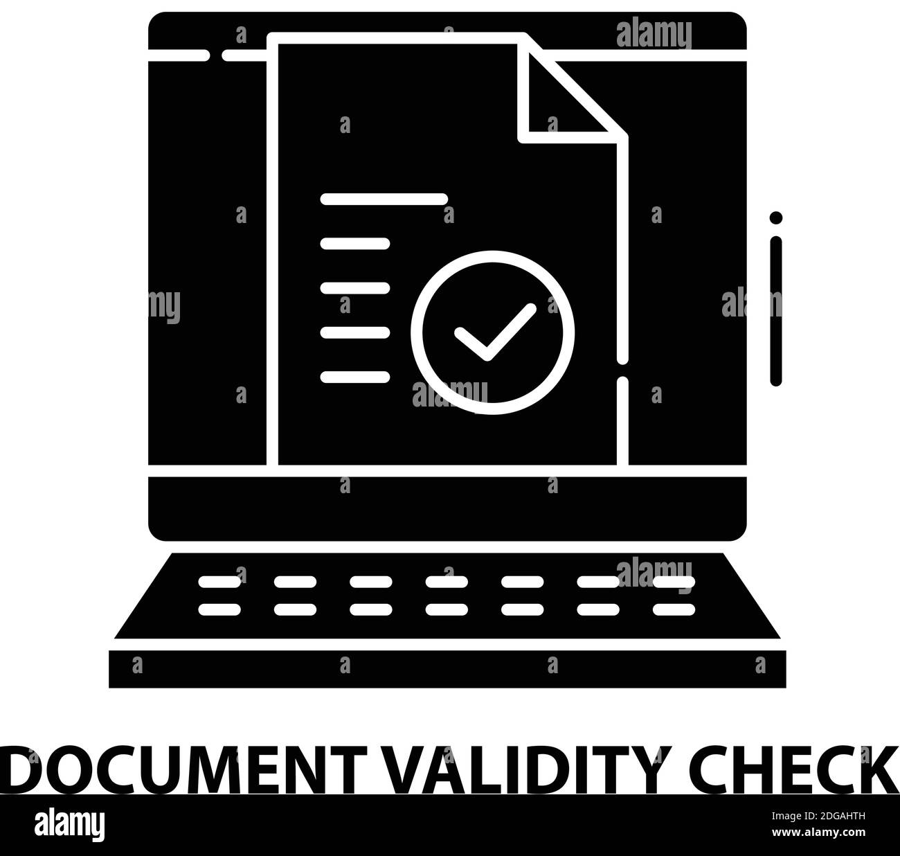 document validity check icon, black vector sign with editable strokes ...