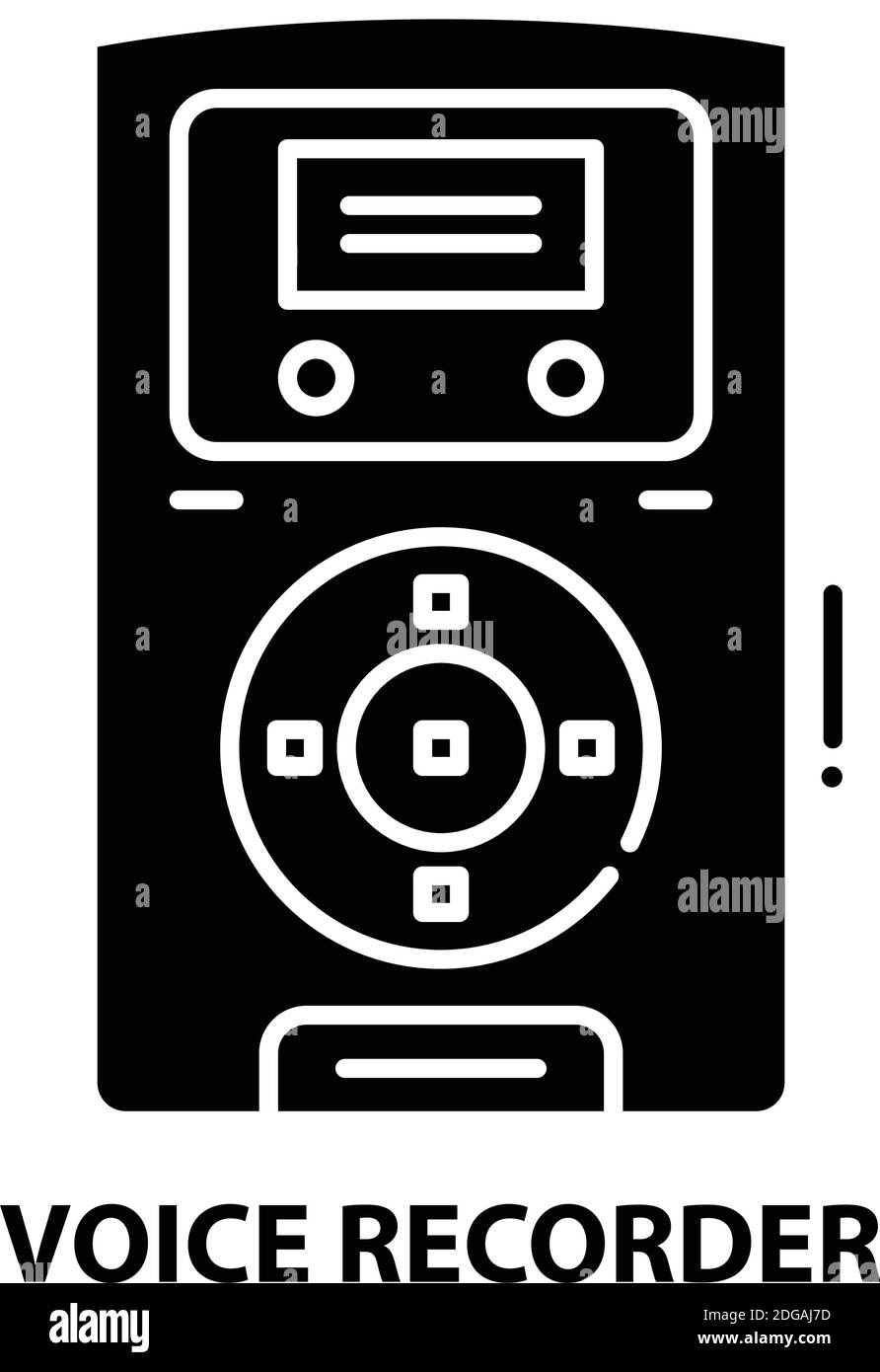 voice recorder symbol icon, black vector sign with editable strokes ...