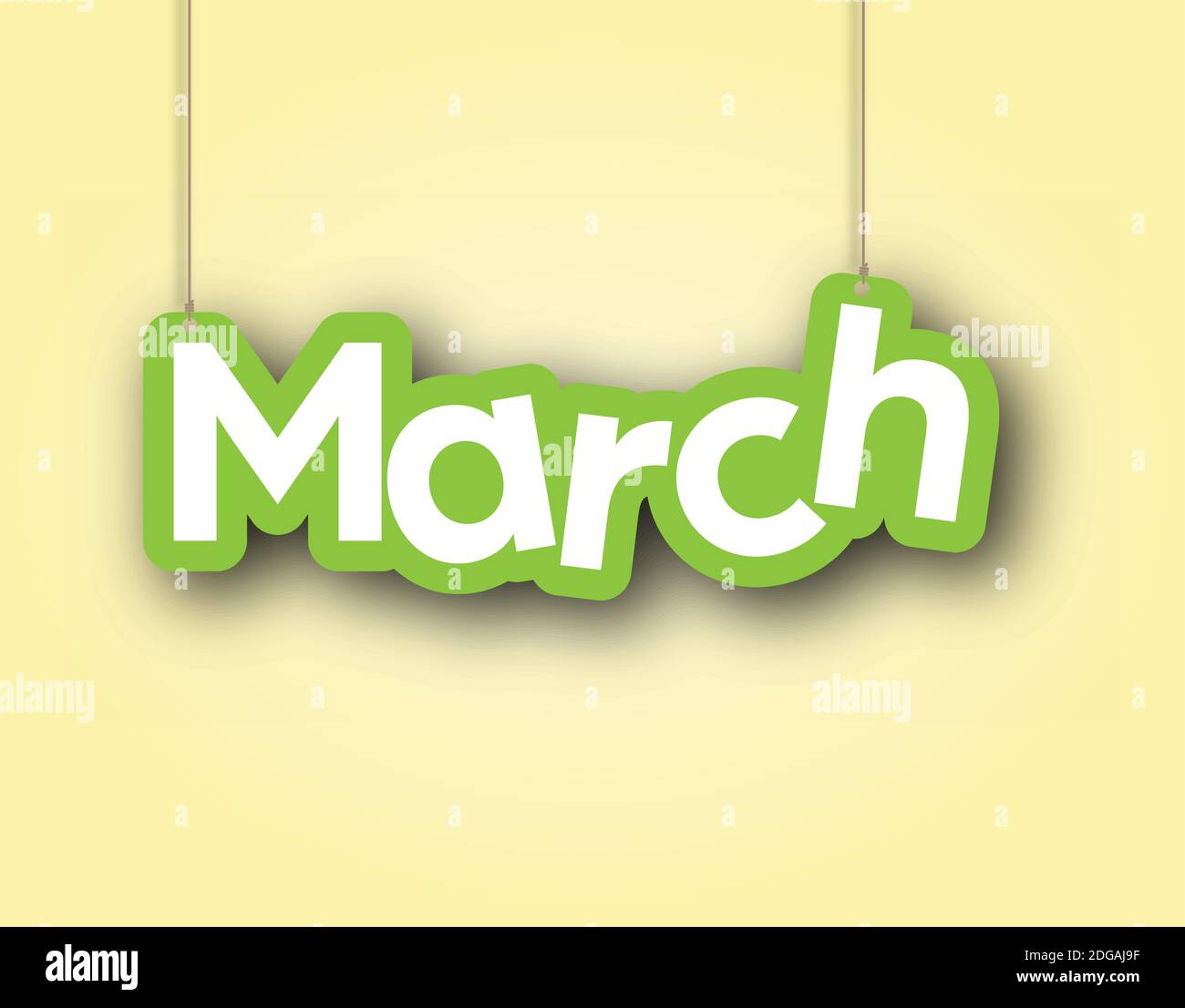 MARCH. A sign with the name of the month of the year hangs on the ropes ...
