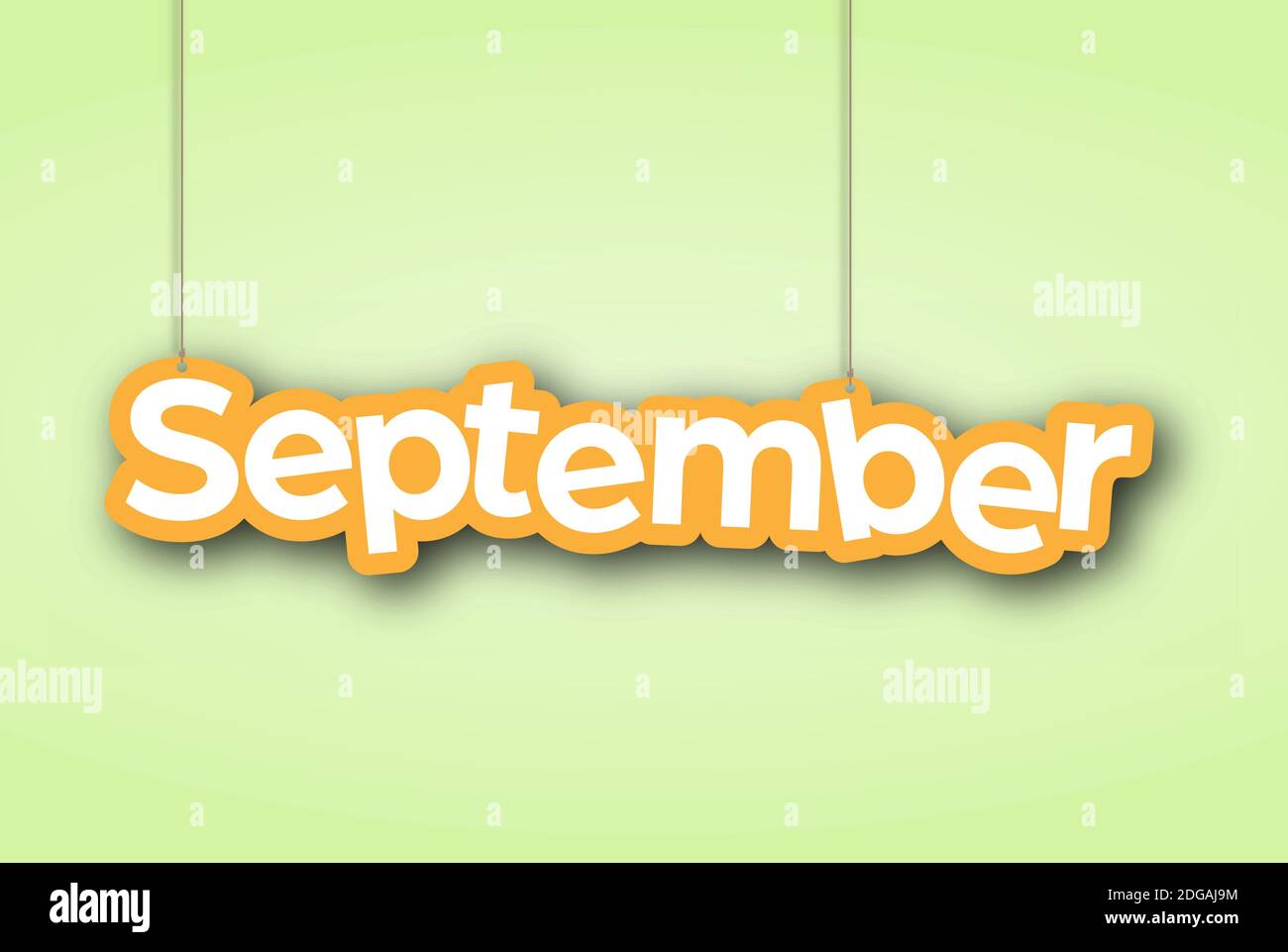 SEPTEMBER. A sign with the name of the month of the year hangs on the ...
