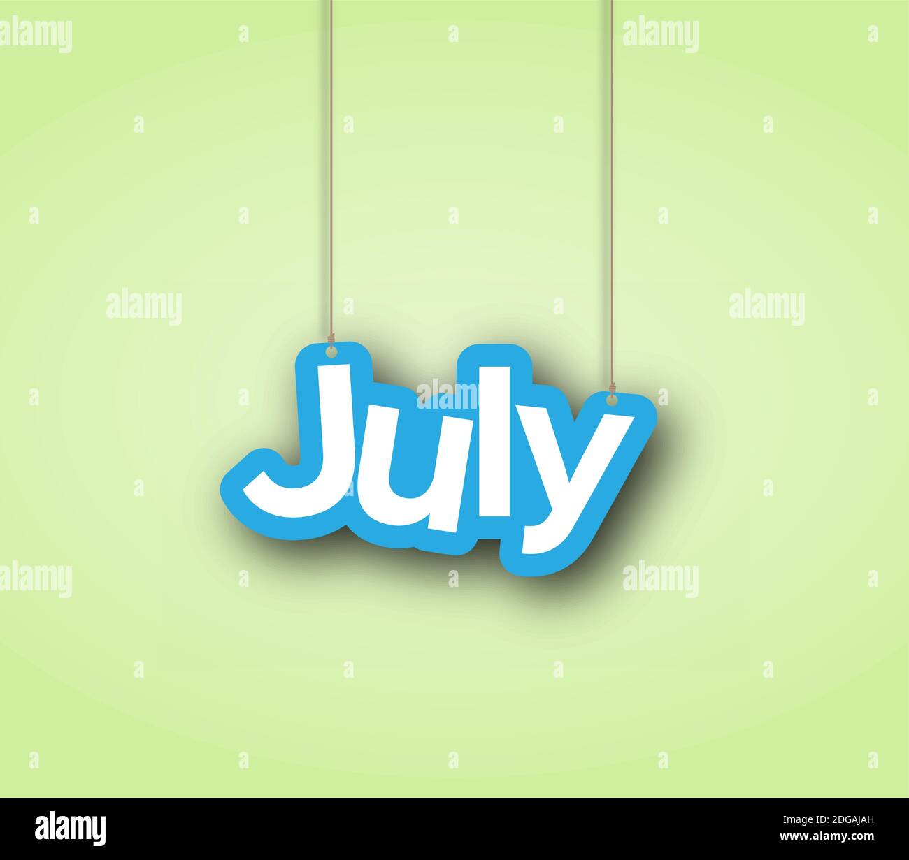 JULY. A sign with the name of the month of the year hangs on the ropes ...