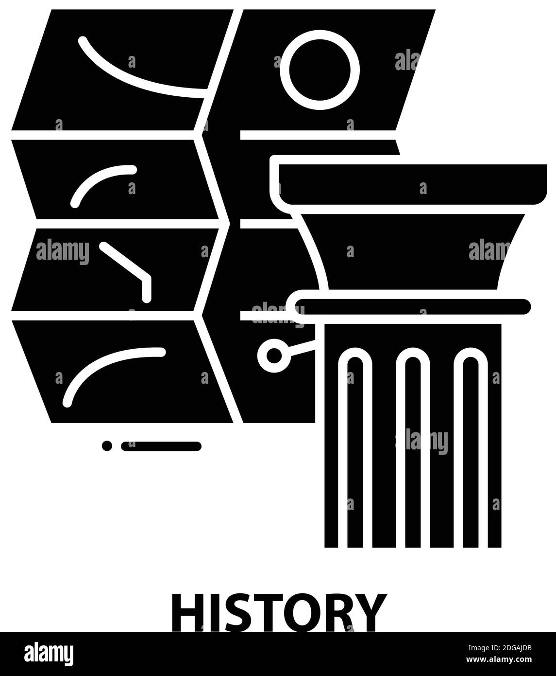history icon, black vector sign with editable strokes, concept ...