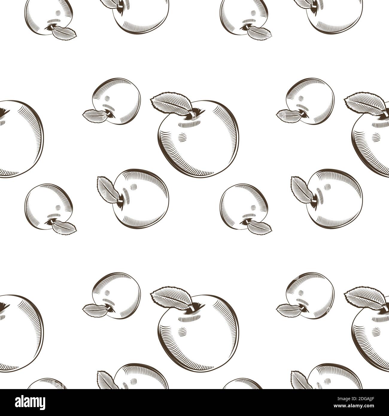 Black and white seamless pattern with apples in vintage style Stock ...