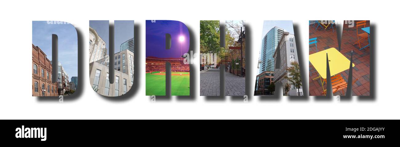 Durham NC banner on white Stock Photo - Alamy