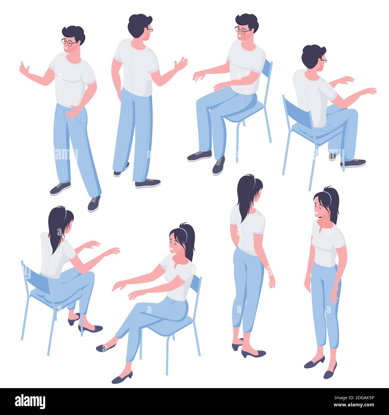 Flat design isometric characters Stock Vector Image & Art - Alamy