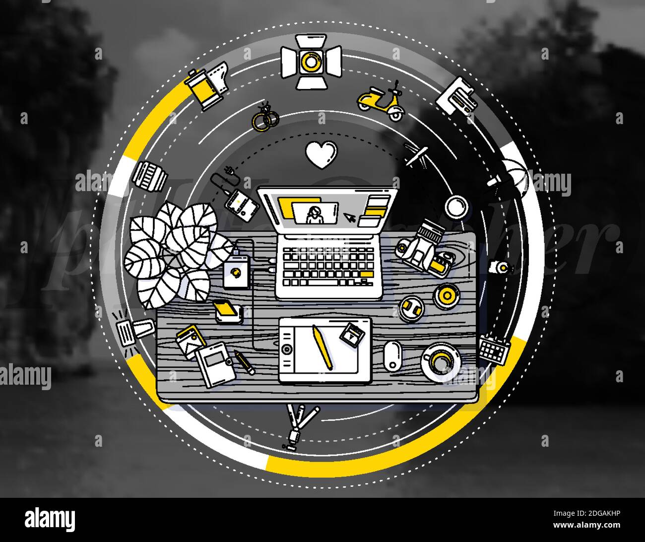 Photographer - detailed illustration for an advertising poster Stock ...
