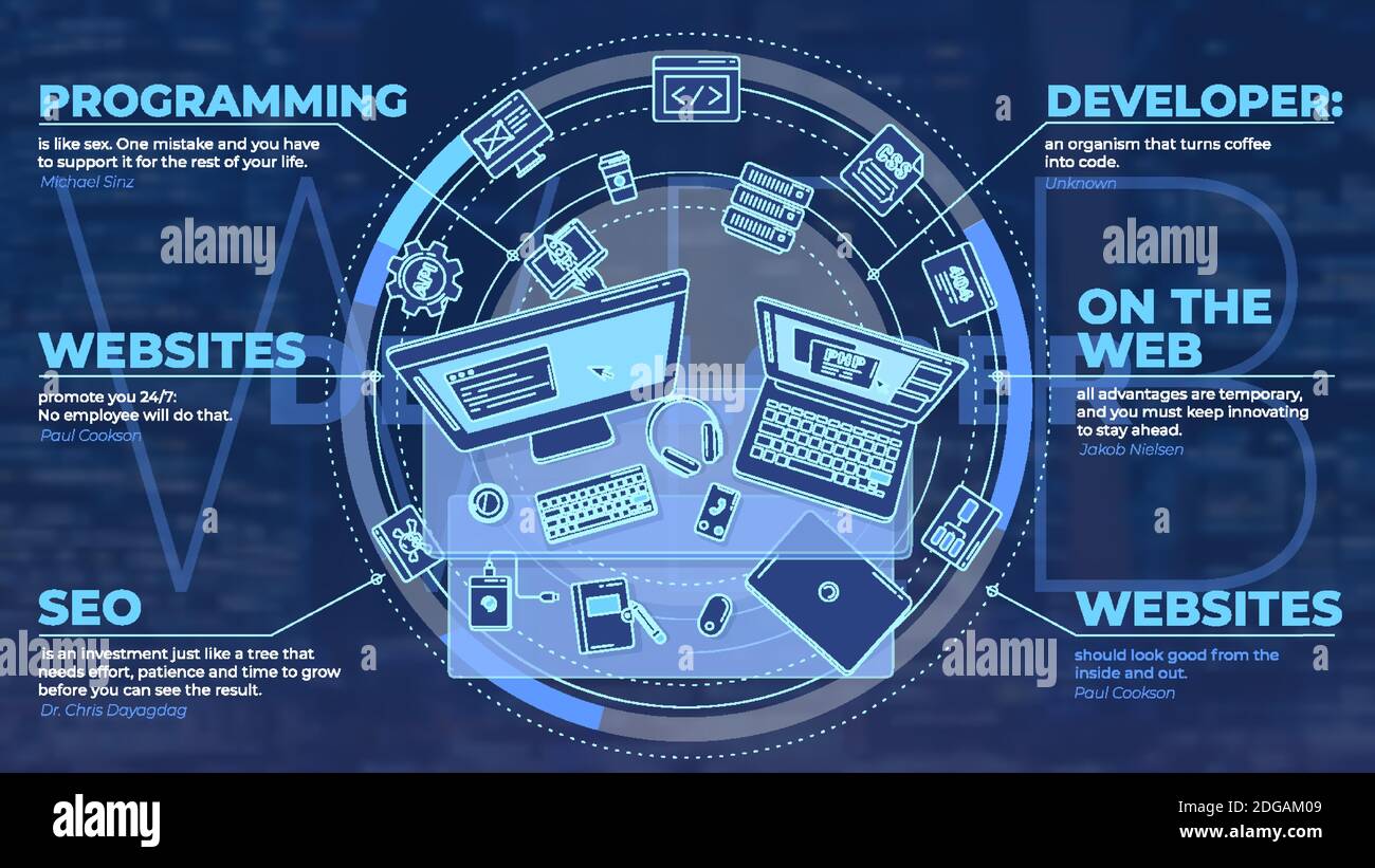 Developer workplace Stock Vector Images - Alamy