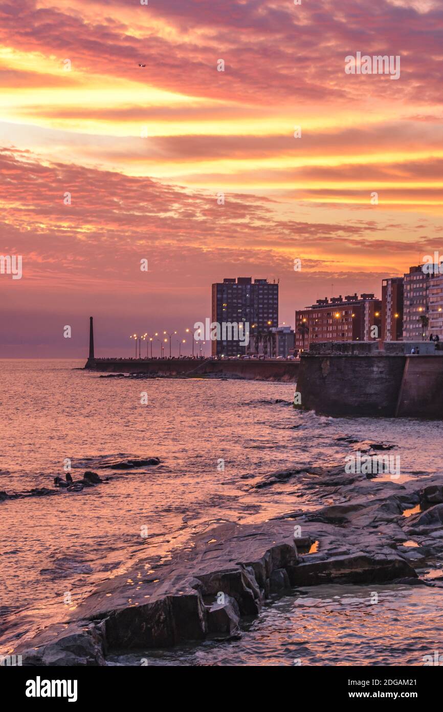 Rambla Sur, Montevideo Sunset Scene Stock Photo - Alamy