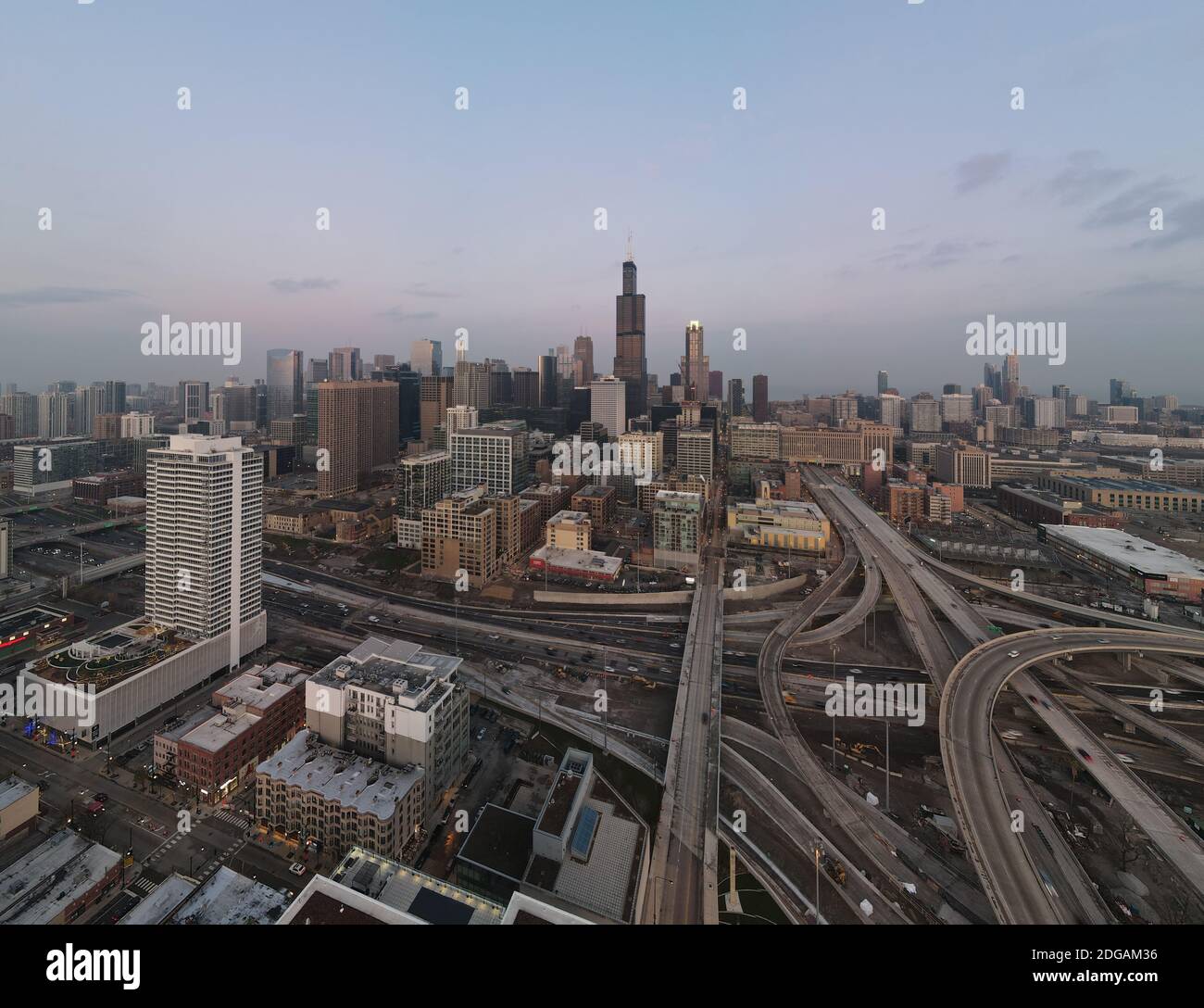 Aerial Views of Chicago Skyline from West Side Stock Photo - Alamy