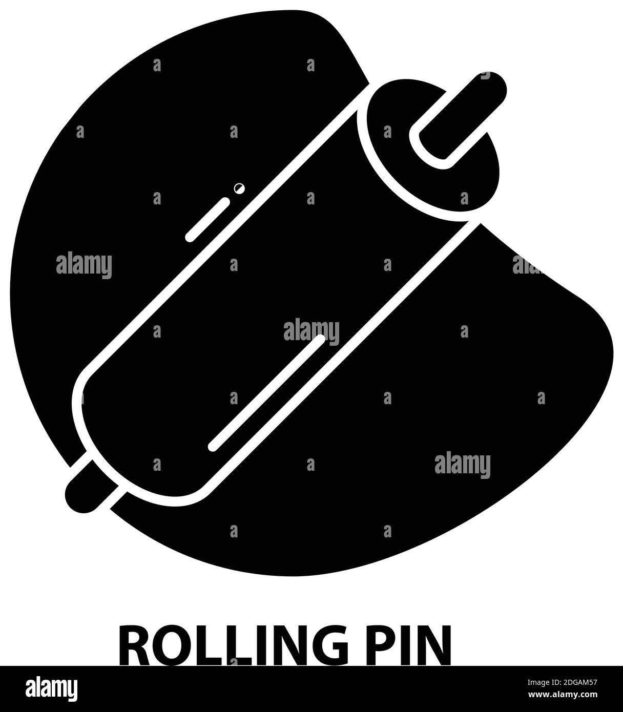 rolling pin icon, black vector sign with editable strokes, concept ...