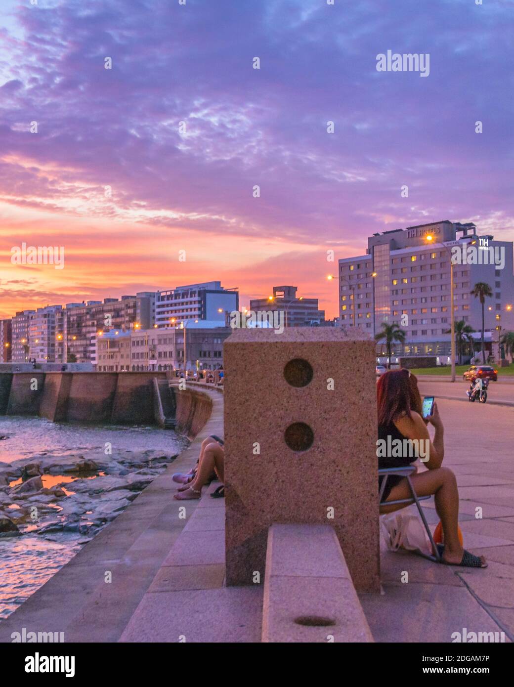 Rambla Sur, Montevideo Sunset Scene Stock Photo - Alamy