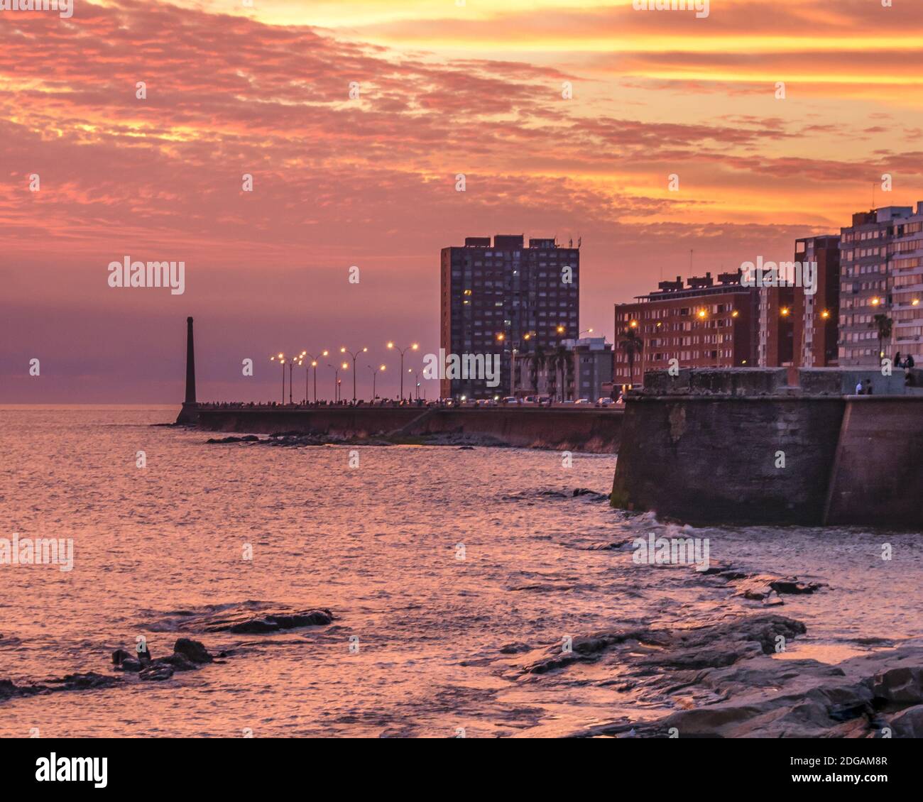 Rambla Sur, Montevideo Sunset Scene Stock Photo - Alamy