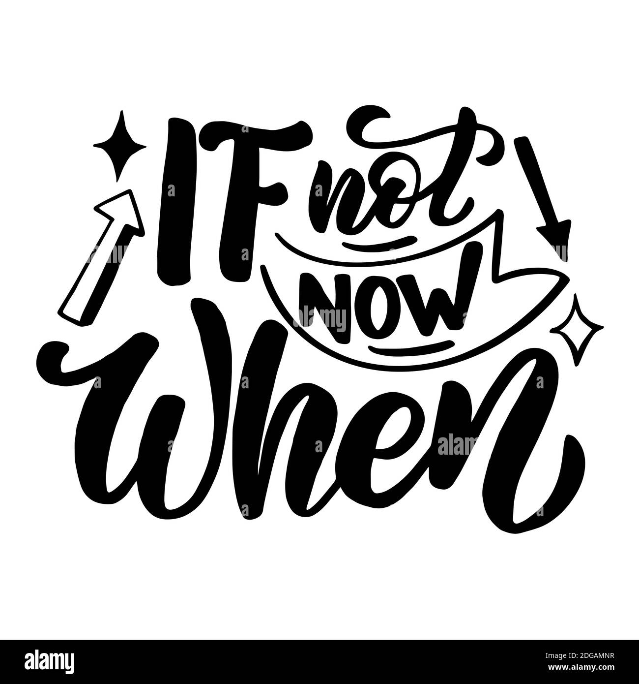 Vector image with inscription - if not now when - on a white background ...