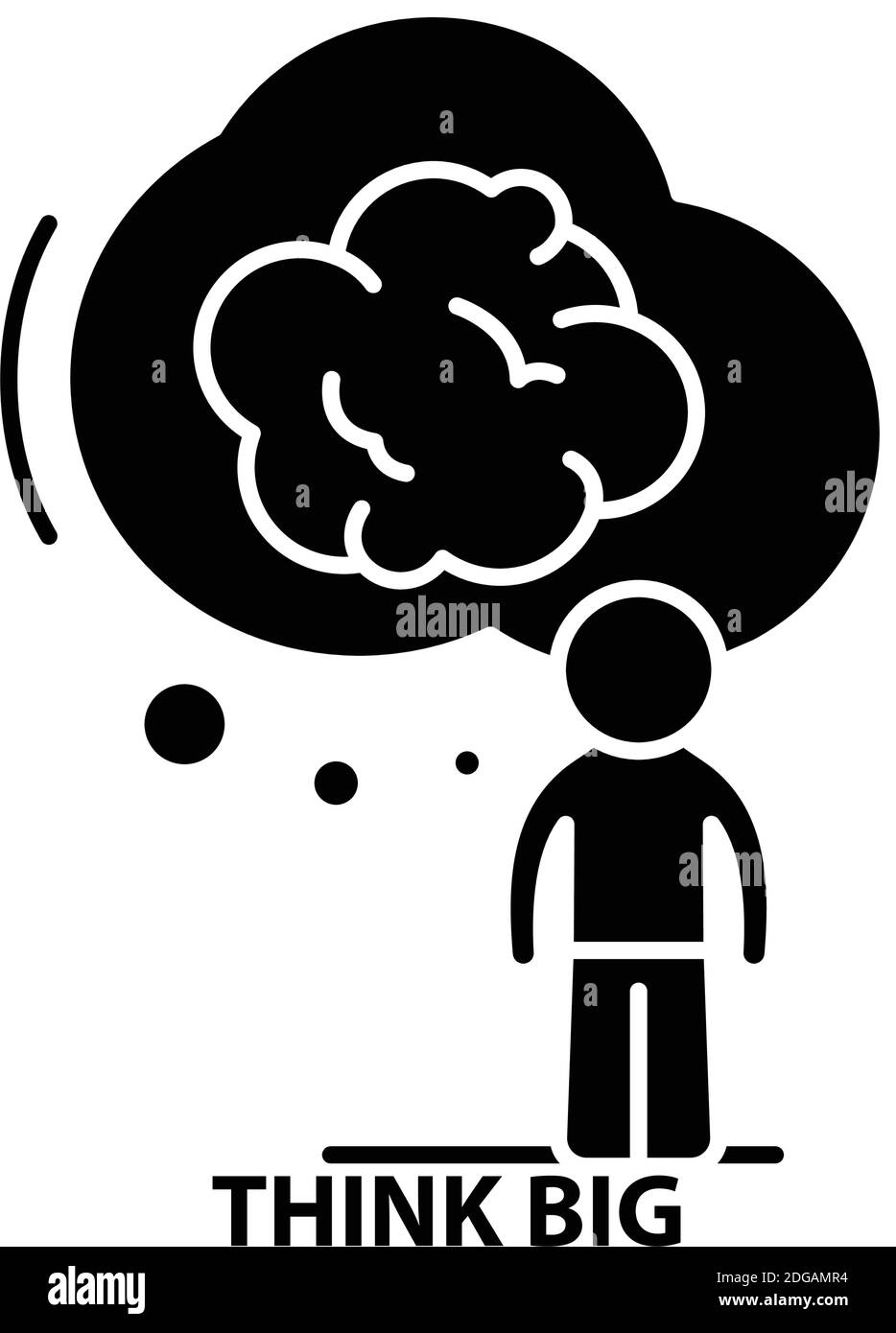 think big icon, black vector sign with editable strokes, concept ...