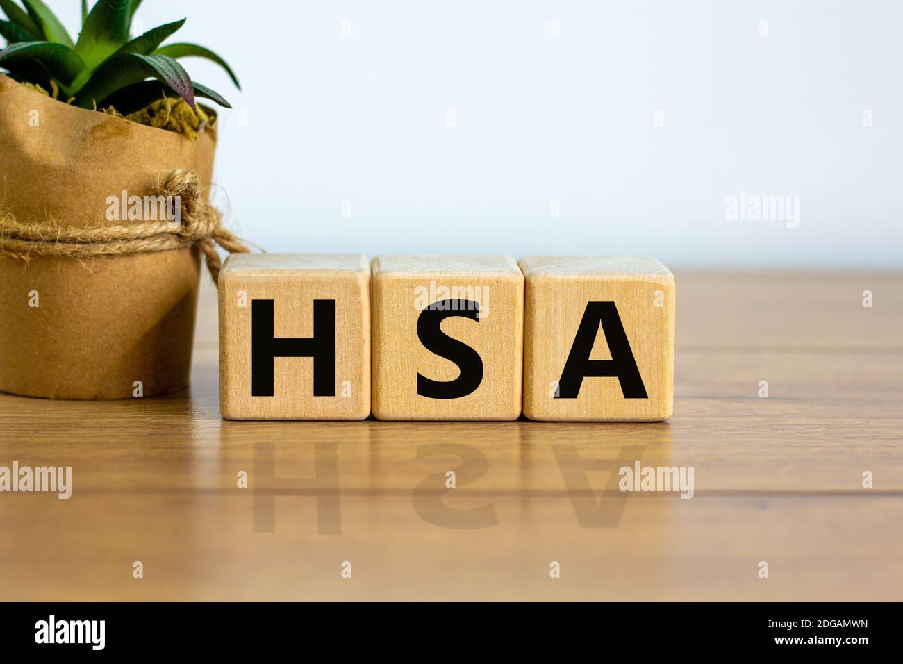 HSA symbol. Wooden cubes with word 'HSA - Health Savings Account ...