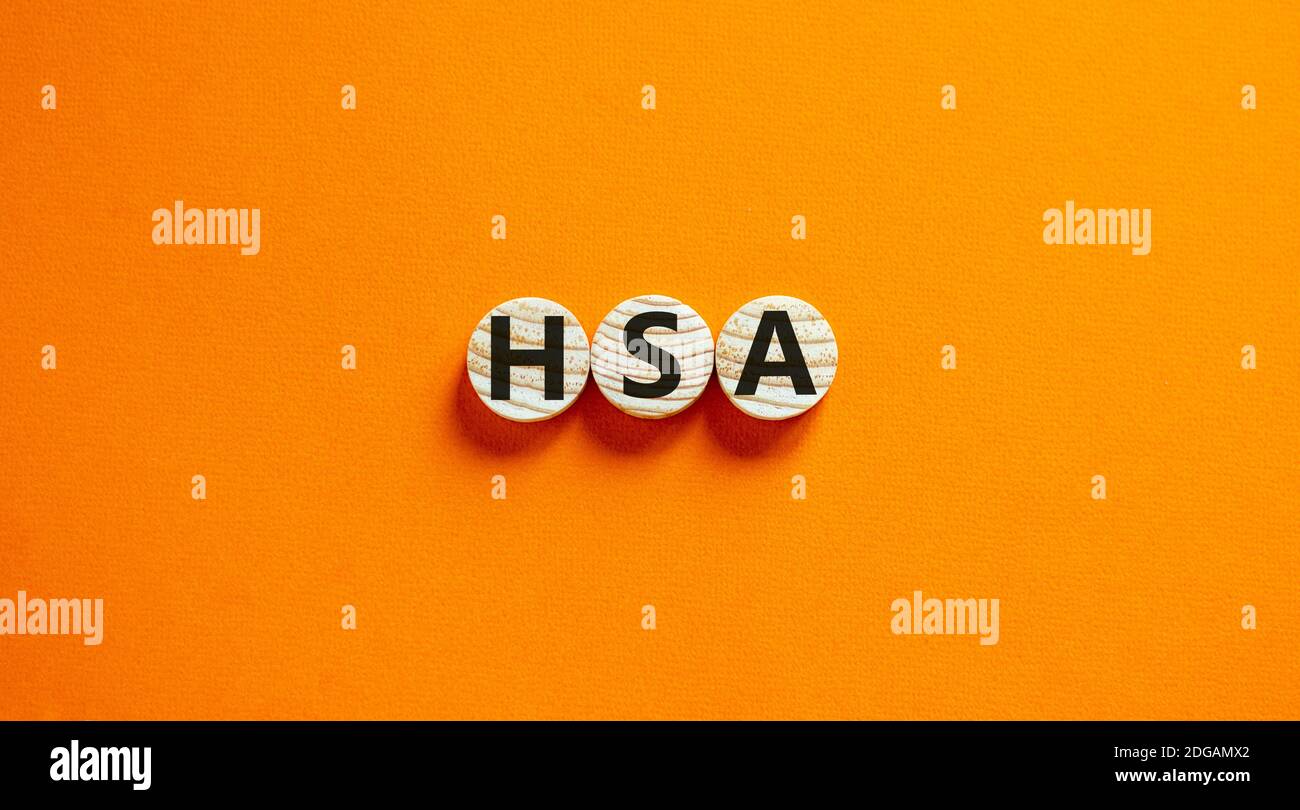 HSA symbol. Wooden circles with word 'HSA - Health Savings Account ...