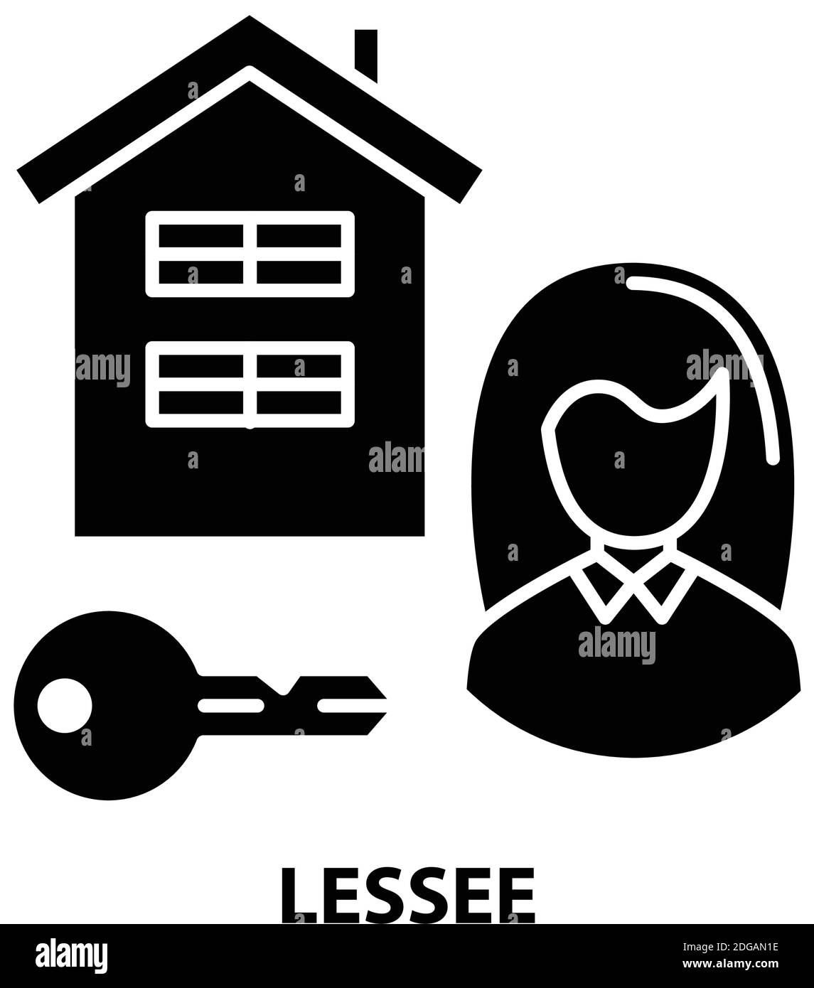 lessee icon, black vector sign with editable strokes, concept ...